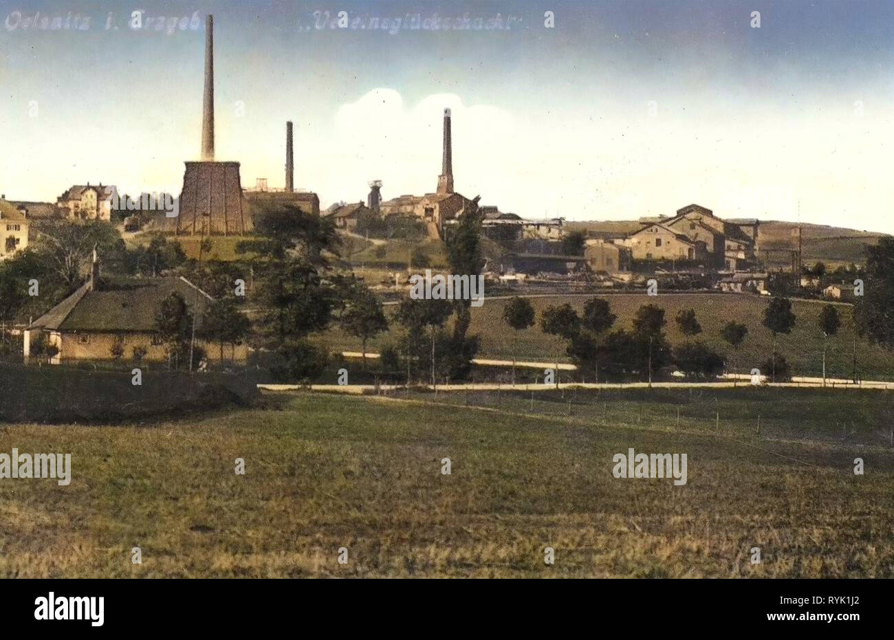Mines in Saxony, Buildings in Oelsnitz/Erzgeb., 1913, Erzgebirgskreis ...