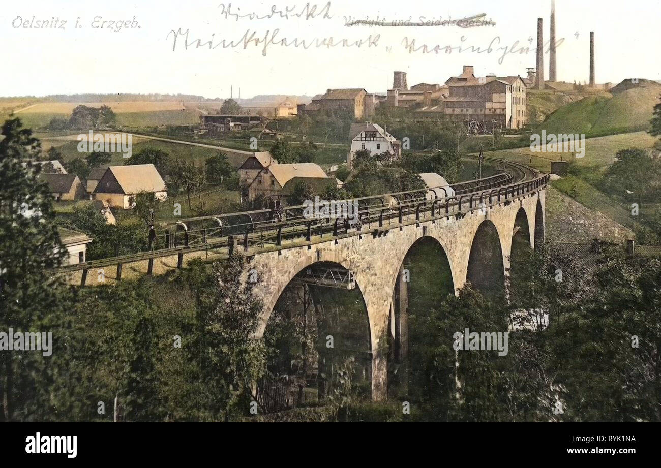 Viadukt Oelsnitz, 1913, Erzgebirgskreis, Oelsnitz, Viadukt und ...