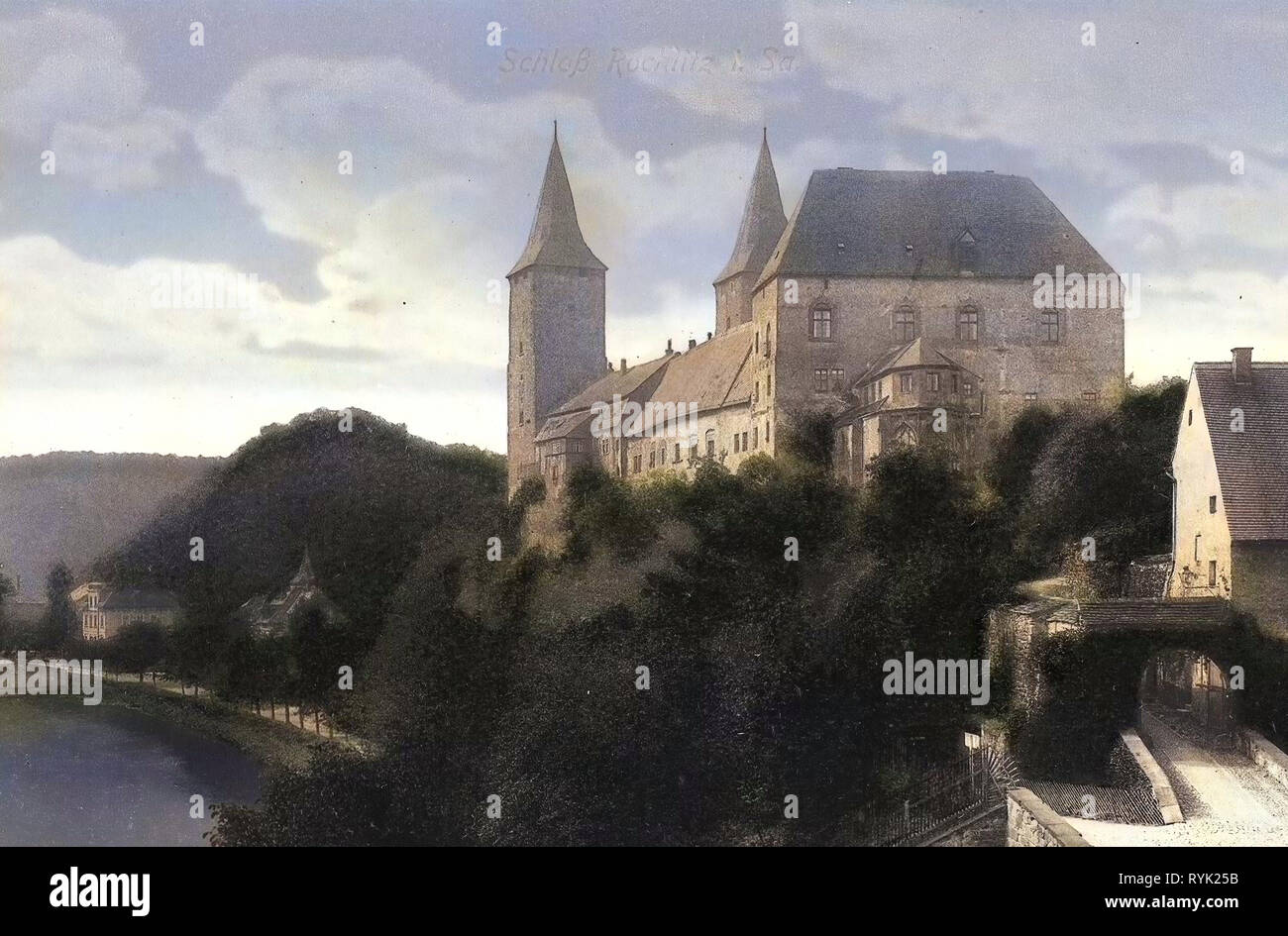 Schloss Rochlitz, Castle gates in Saxony, Zwickauer Mulde, 1914 ...