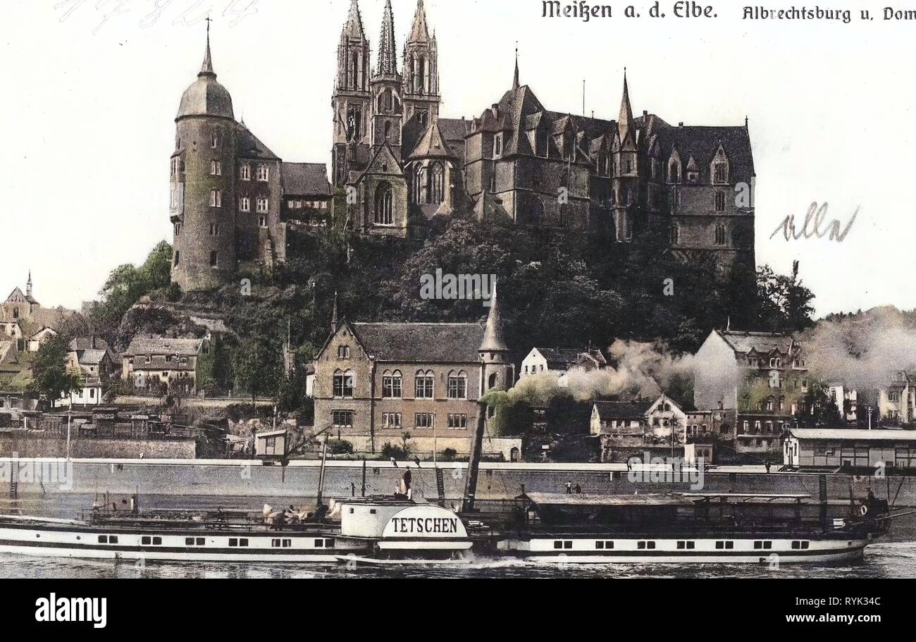 Krippen (ship, 1892), Albrechtsburg, Meissen Cathedral, Elbe in Meißen ...