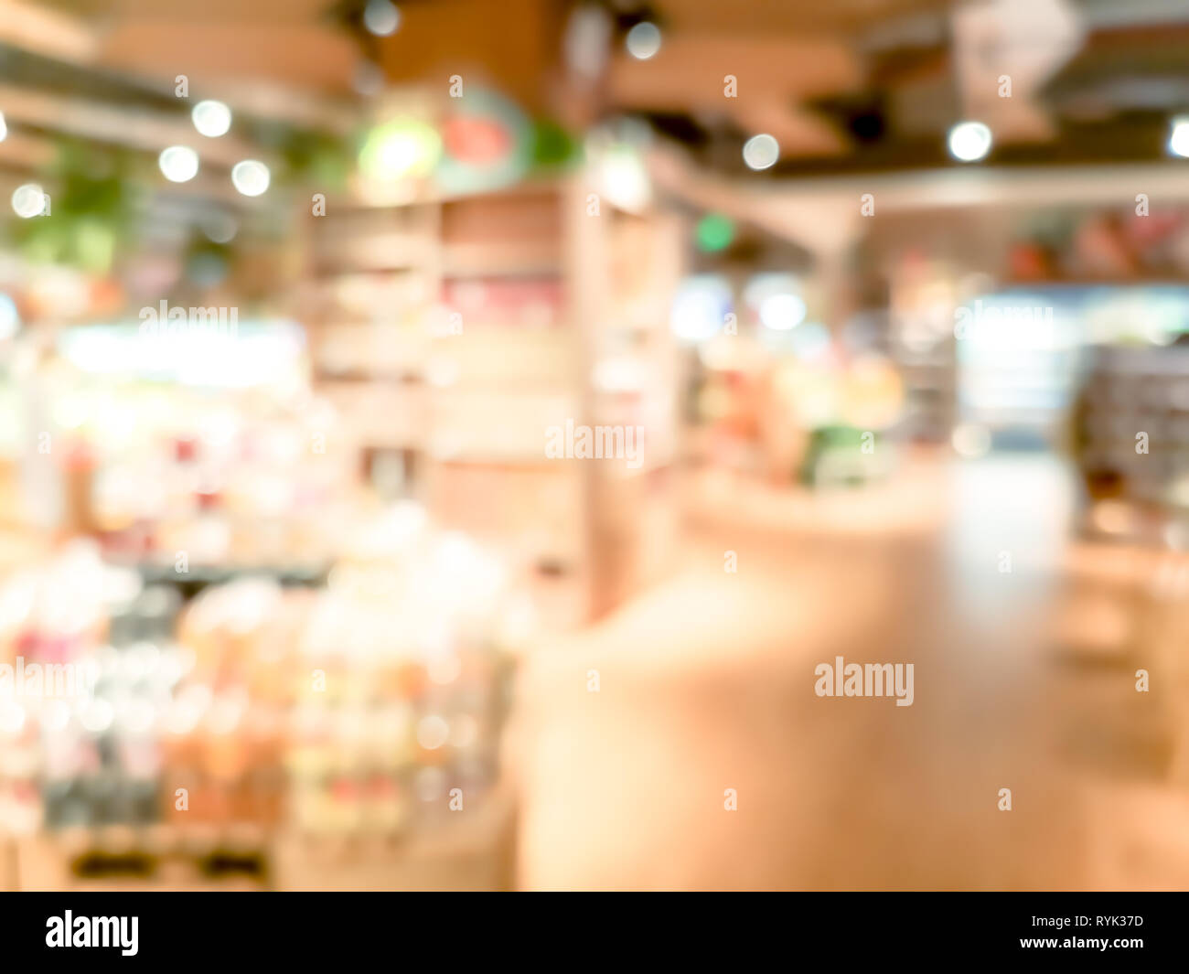 blur background with bokeh of Supermarket store Stock Photo - Alamy