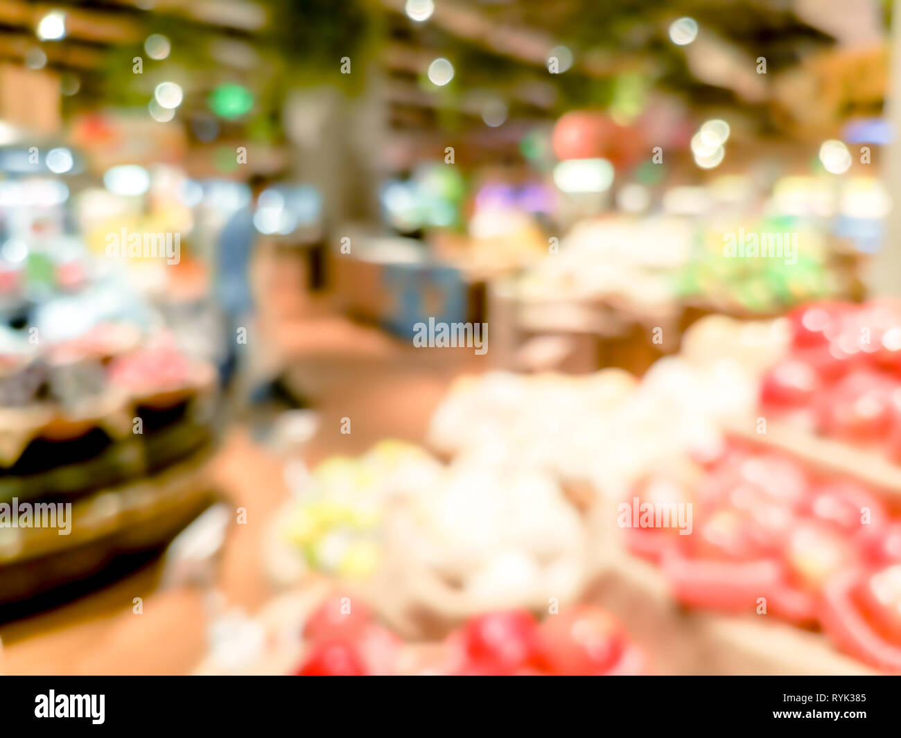 blur background with bokeh of Supermarket store Stock Photo - Alamy