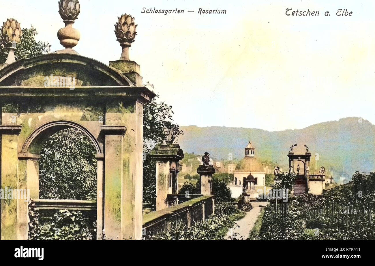Rose gardens in the Czech Republic, Děčín Castle, 1914, Ústí nad Labem ...