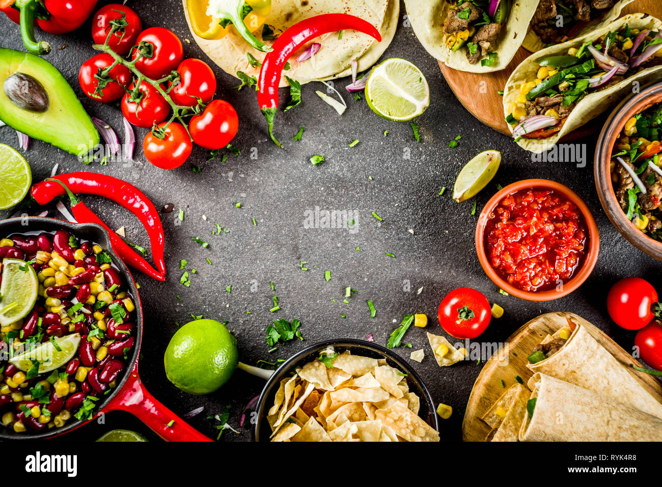 Cinco de Mayo food.Mexican food concept background with taco ...