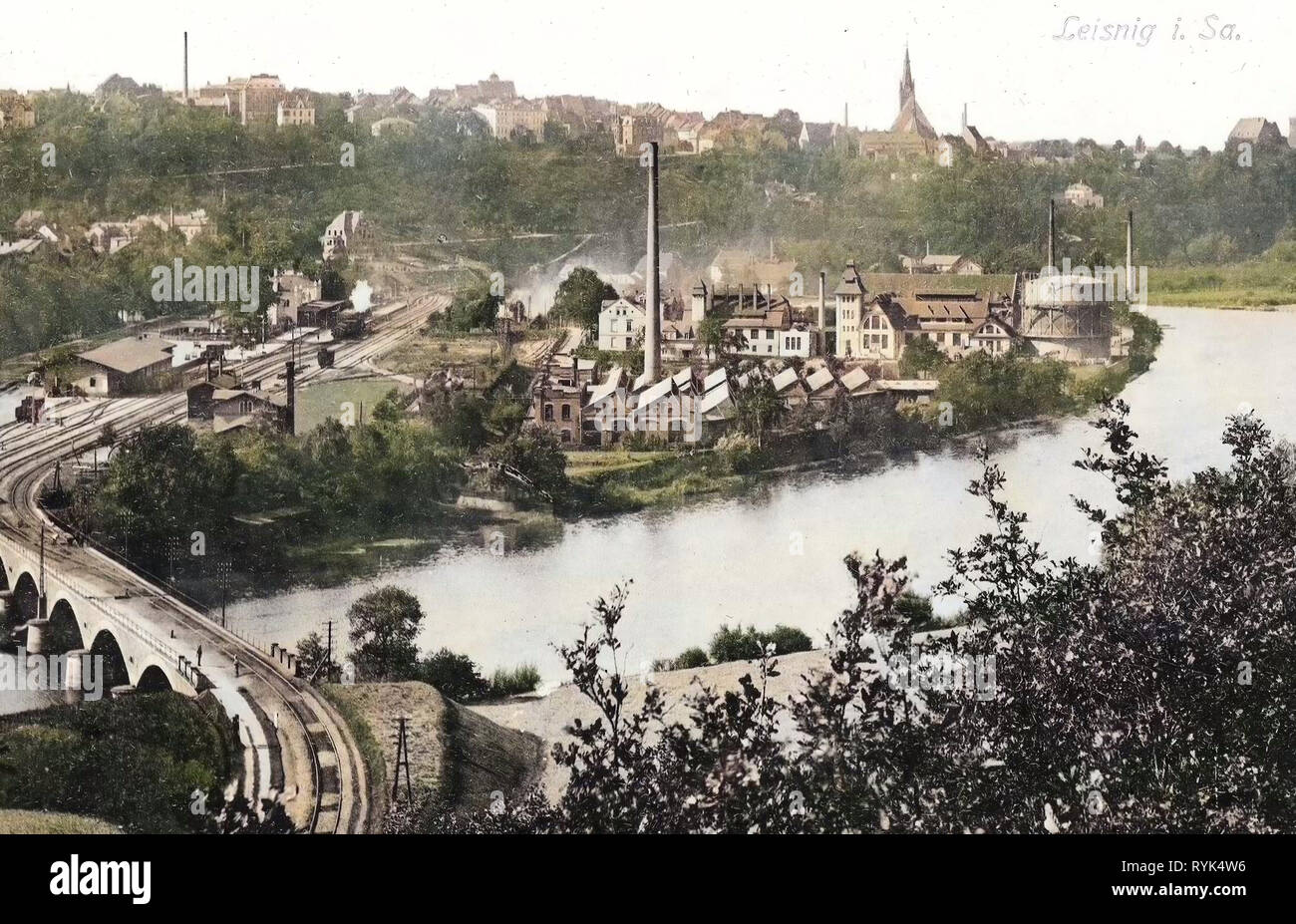 Gasometers in Saxony, Freiberger Mulde in Leisnig, Views of Leisnig ...