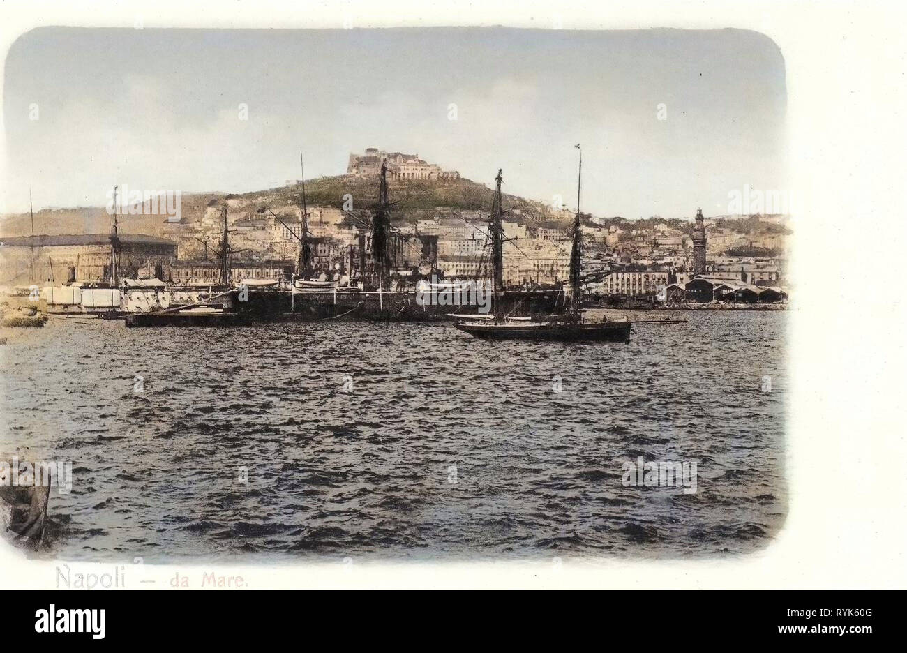 Historical images of the harbour of Naples, Napoli, 1901, da Mare Stock ...