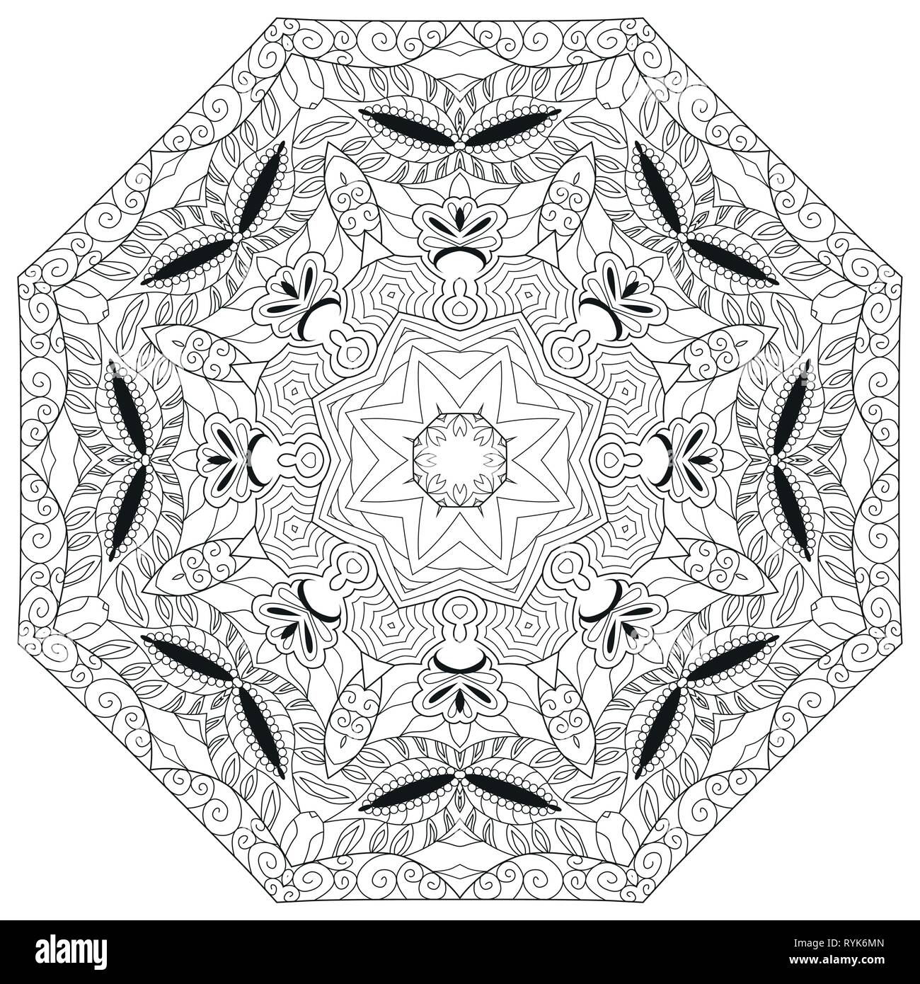 Hand drawn zentangle circular ornament for coloring page Stock Vector ...