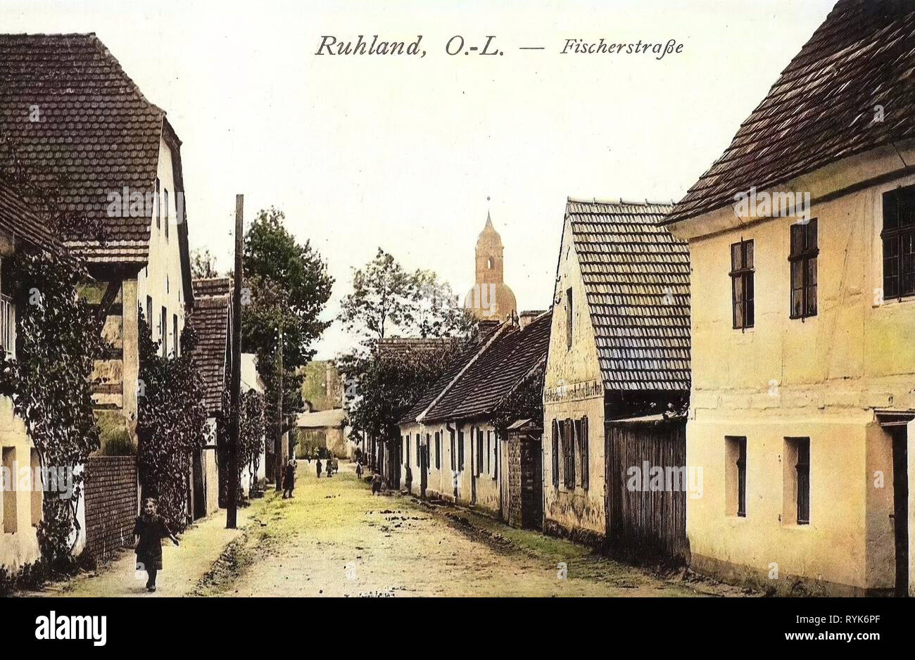 Stadtkirche Ruhland, Old sights of Ruhland, Streets in Ruhland, 1918 ...