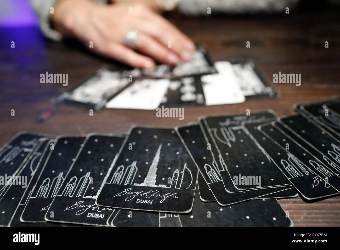Fortuneteller Laying Cards on the Table. France Stock Photo - Alamy