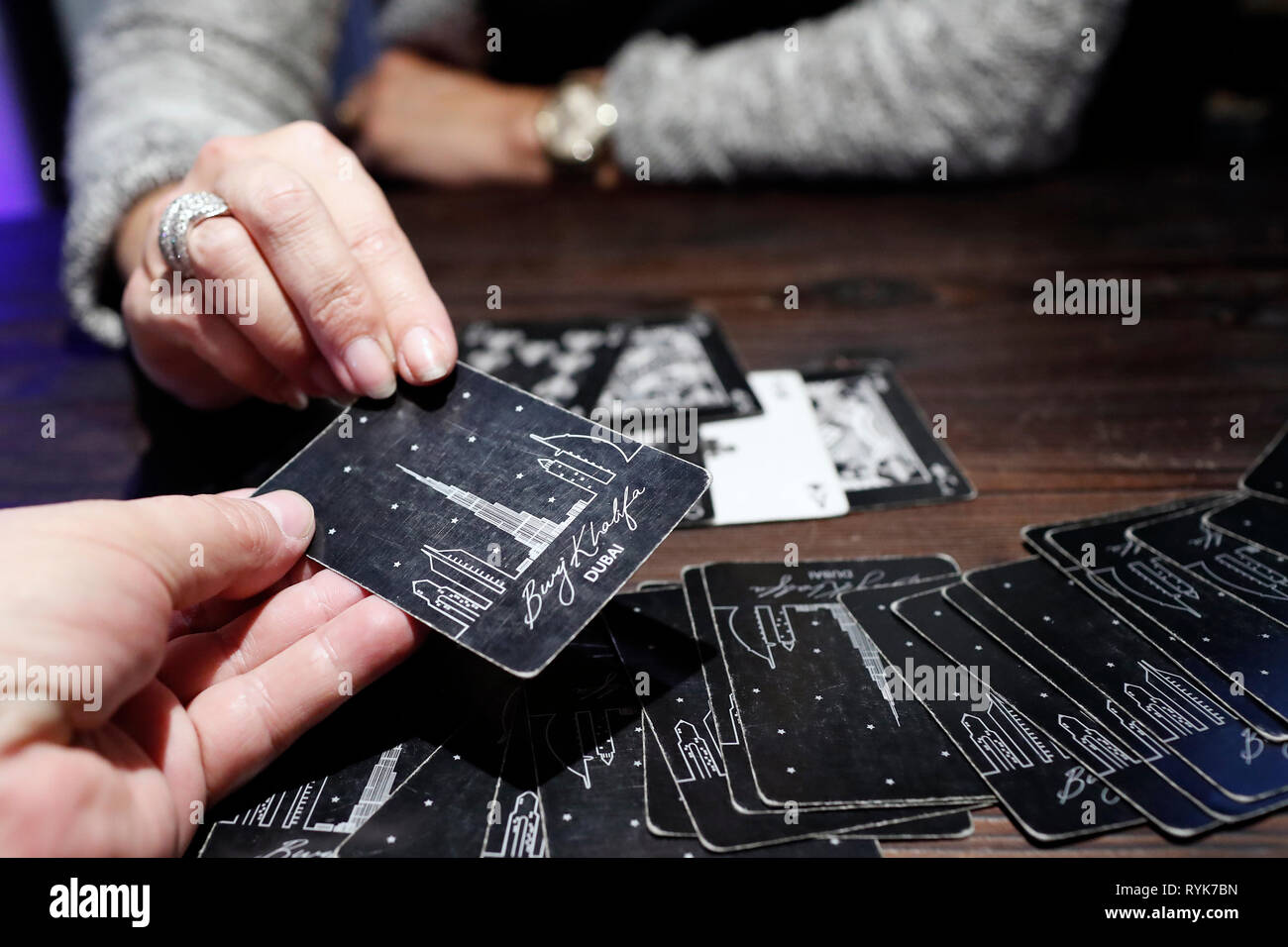 Fortuneteller Laying Cards on the Table. France Stock Photo - Alamy