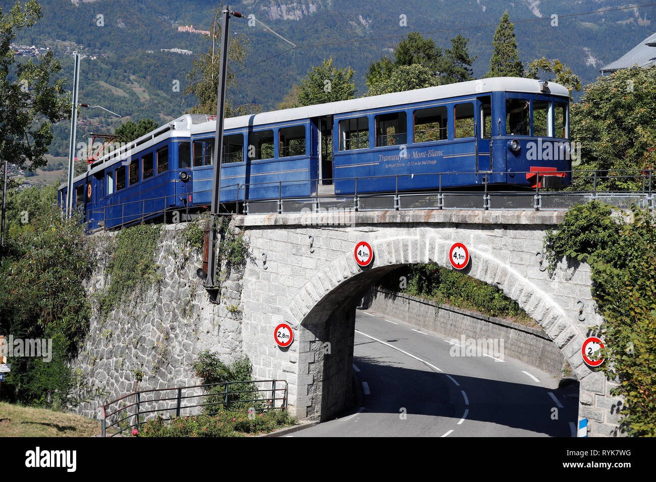 French Alps. The Mont Blanc Tramway (TMB) is the highest mountain ...
