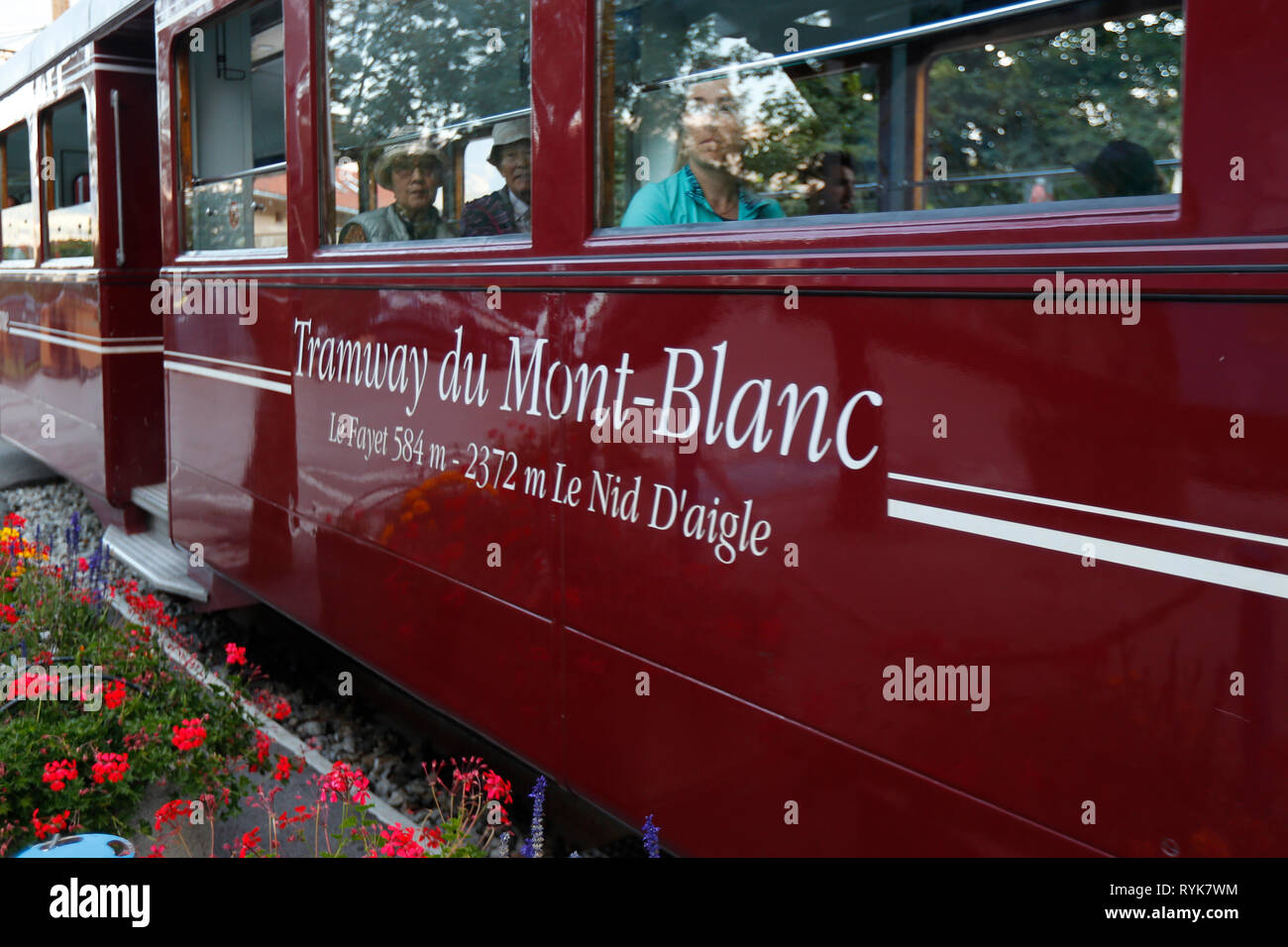French Alps. The Mont Blanc Tramway (TMB) is the highest mountain ...