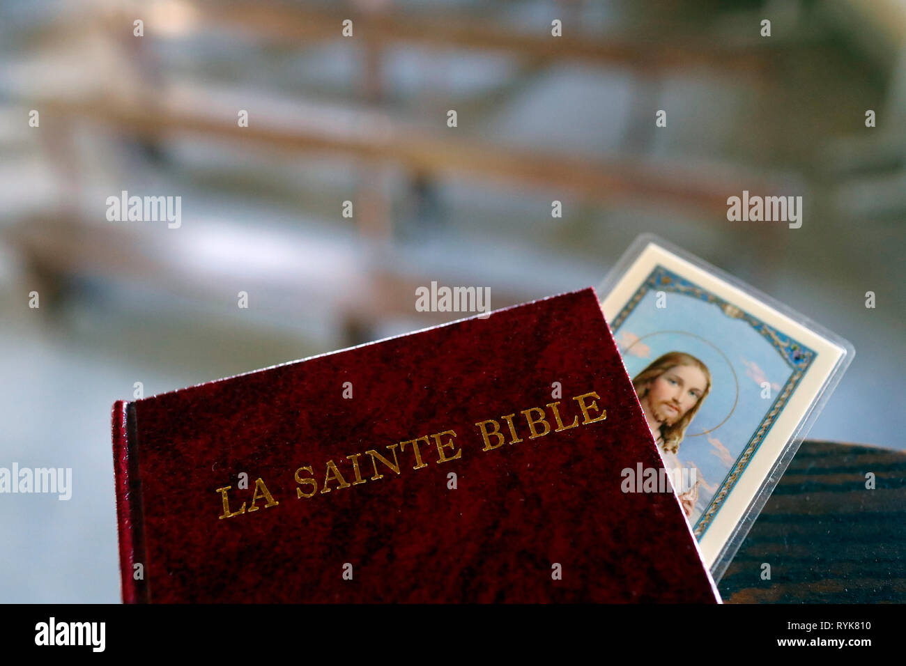 Protestant church. Holy bible. France Stock Photo - Alamy