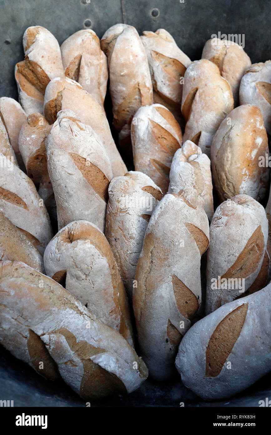 Old Domancy craft festival. Traditional bread making. France Stock ...