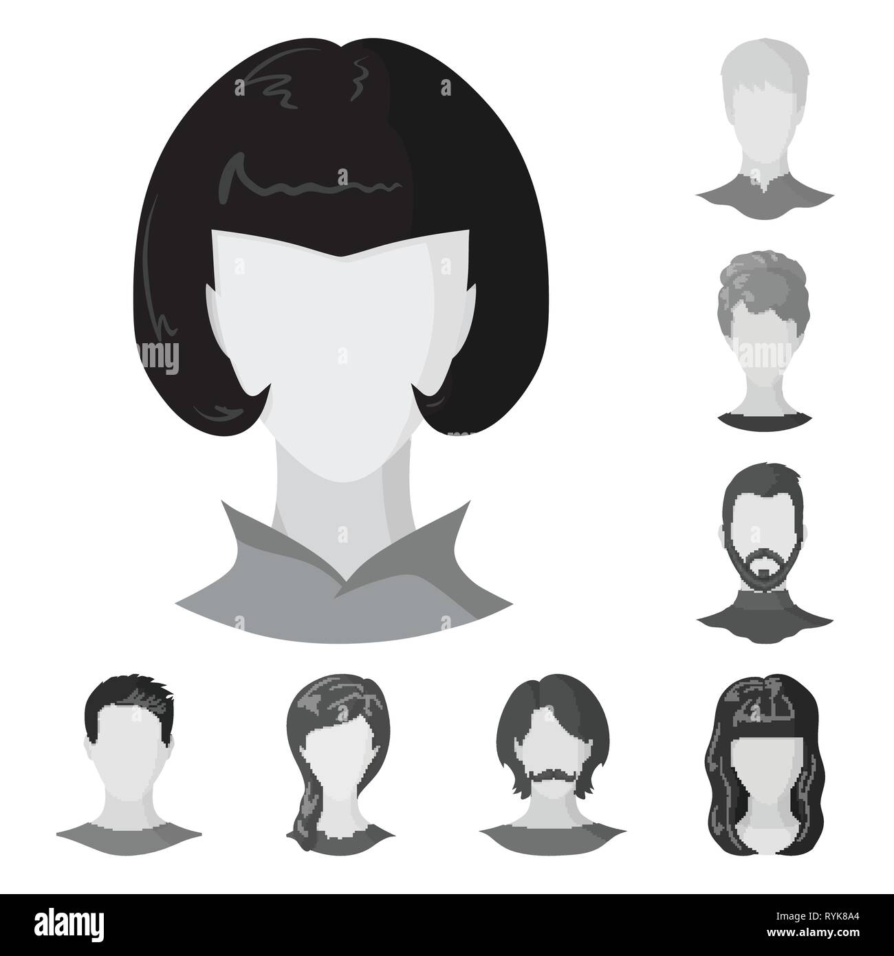 Isolated object of character and profile icon. Set of character and ...