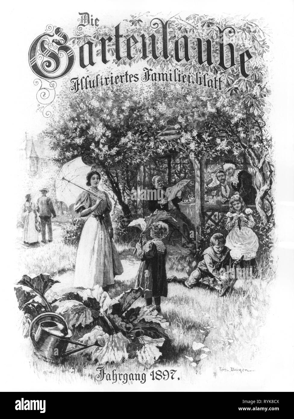 press / media, magazines, "Die Gartenlaube", front page, wood engraving ...
