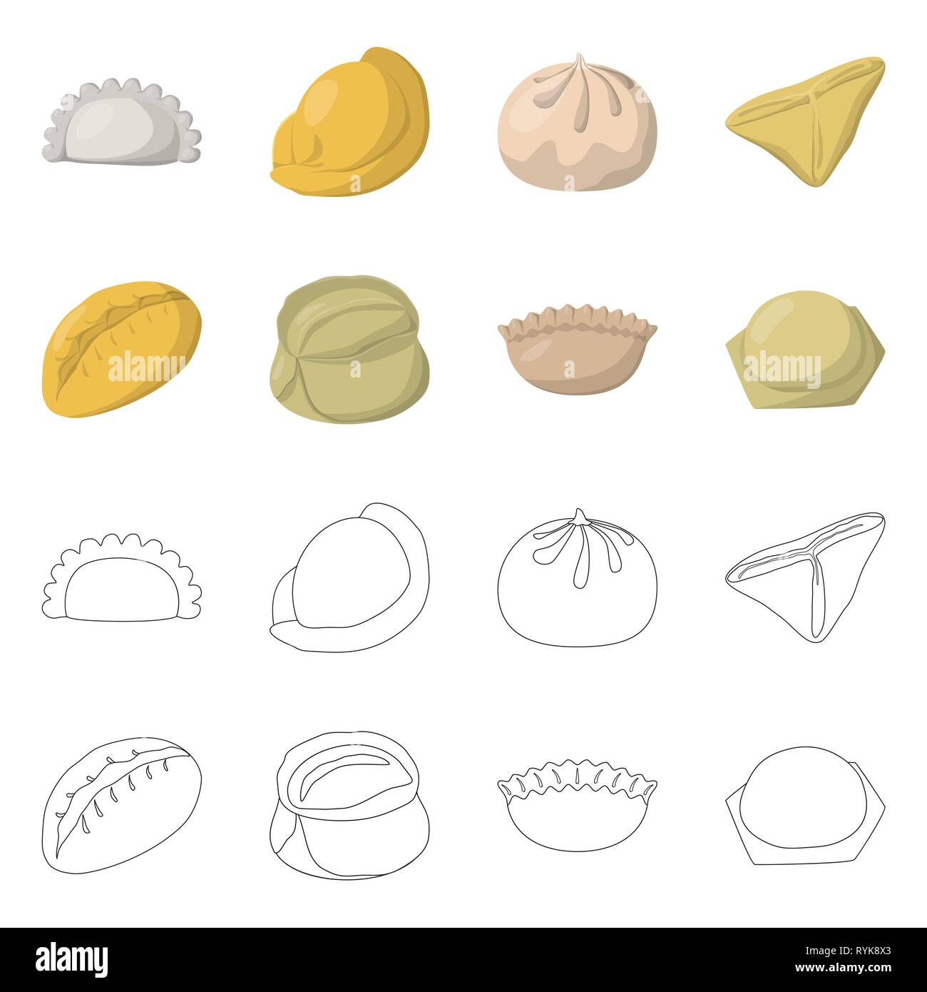 Vector design of products and cooking sign. Collection of products and ...