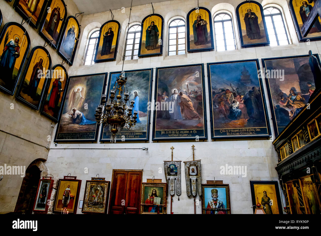 Alexander Nevsky Russian orthodox church, Jerusalem, Israel Stock Photo ...