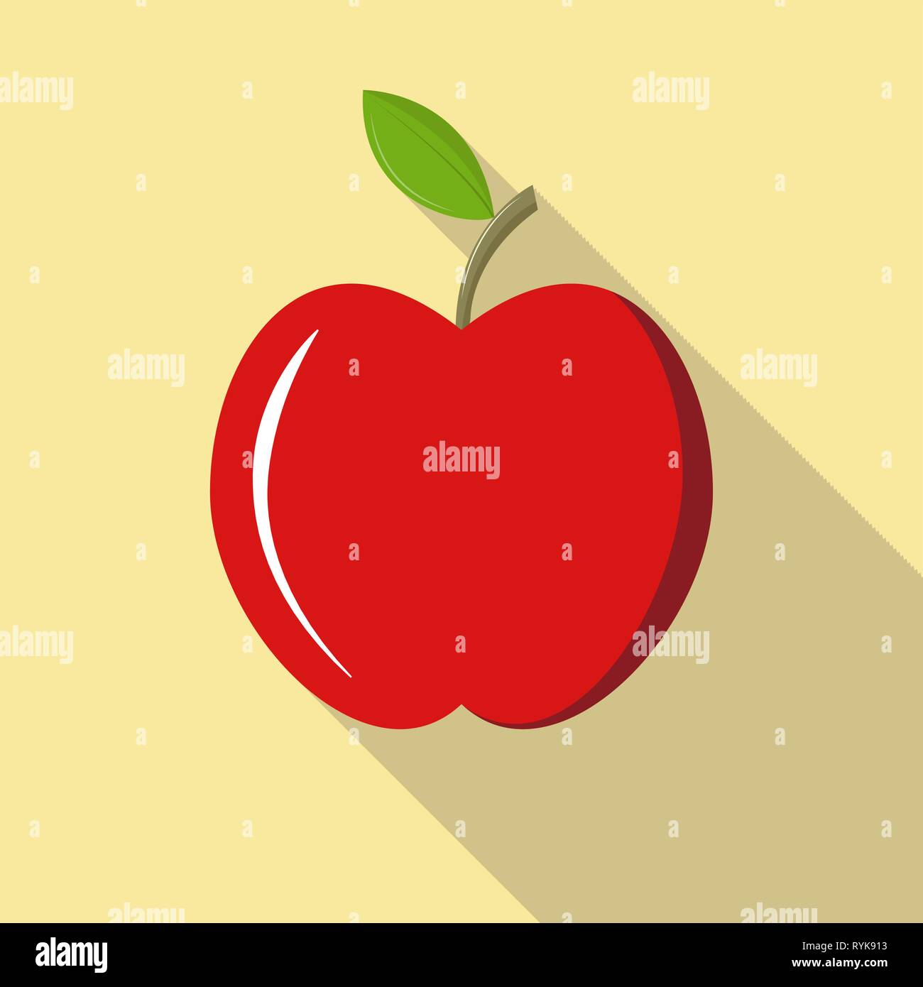 Ripe red Apple, long shade, flat design Stock Vector Image & Art - Alamy