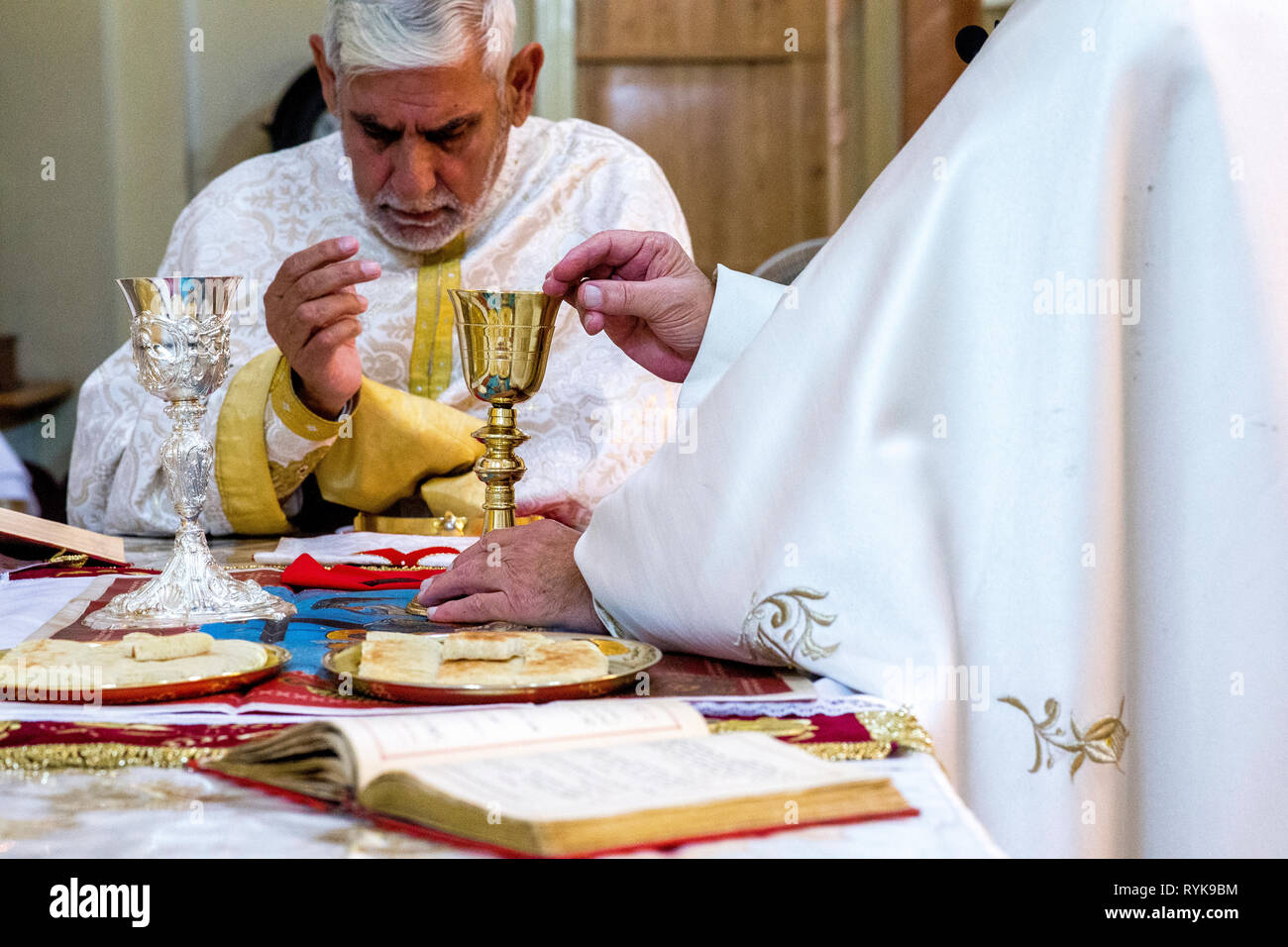 Celebration of the Myrrh bearers' sunday in the Nazareth melkite (Greek ...