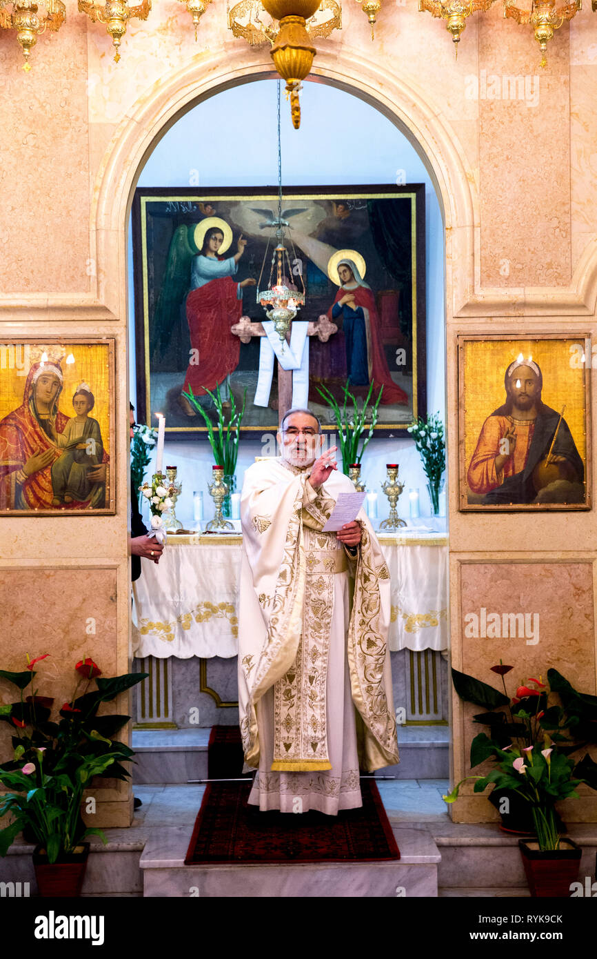 Father Emile Shoufani celebrating the Myrrh bearers' sunday in the ...
