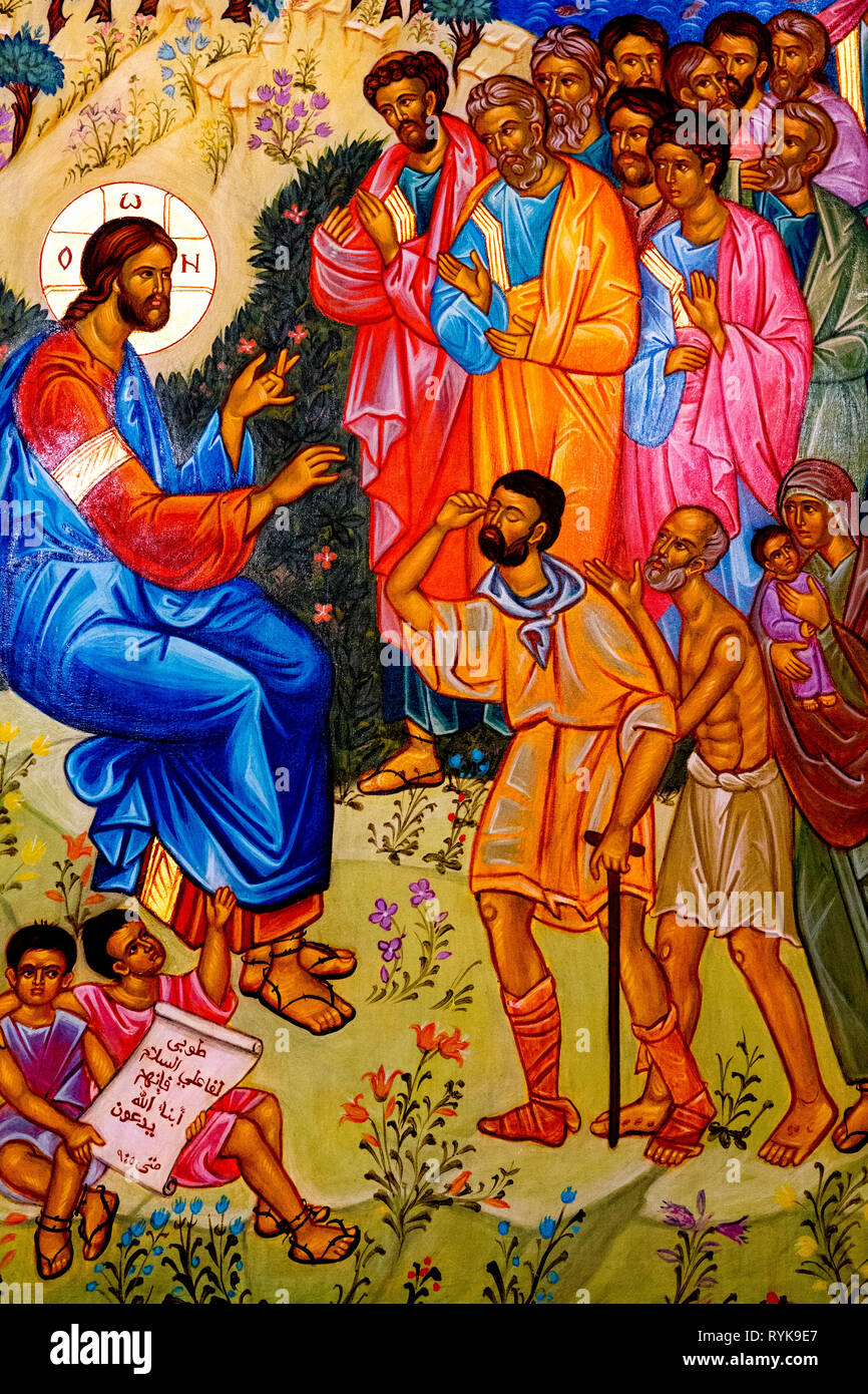 Icon in the Nazareth melkite (Greek catholic) chuch, Galilee, Israel ...