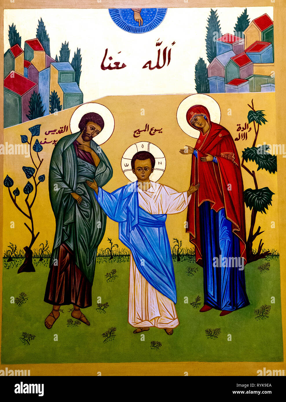 Icon in the Nazareth melkite (Greek catholic) chuch, Galilee, Israel ...