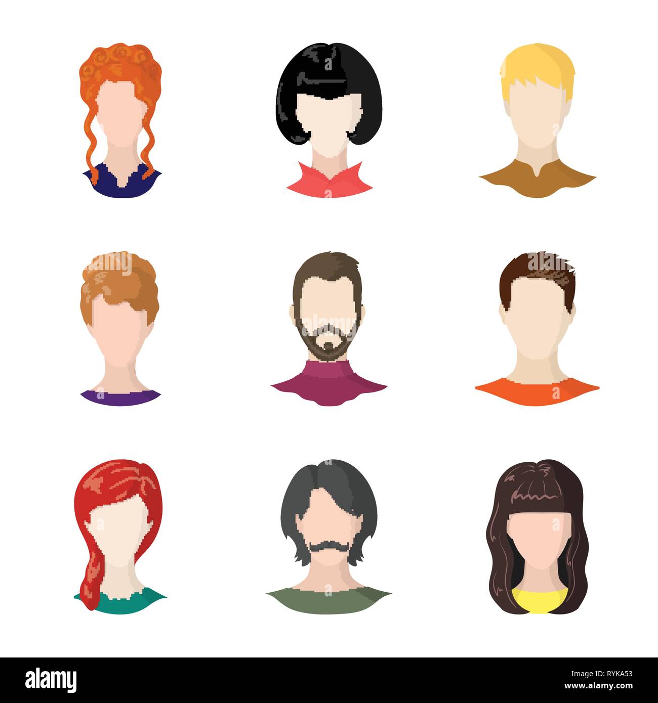 Vector illustration of avatar and dummy sign. Set of avatar and figure ...