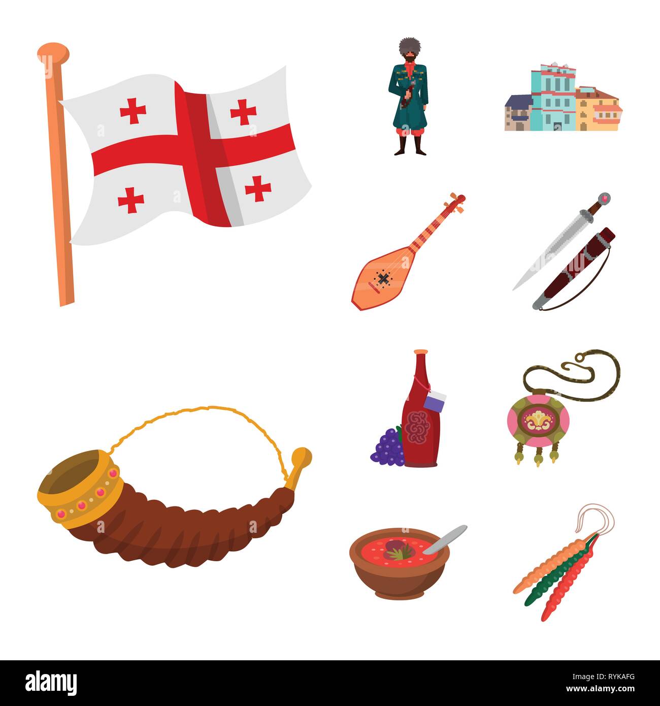 Vector illustration of Caucasus and traditions icon. Set of Caucasus ...