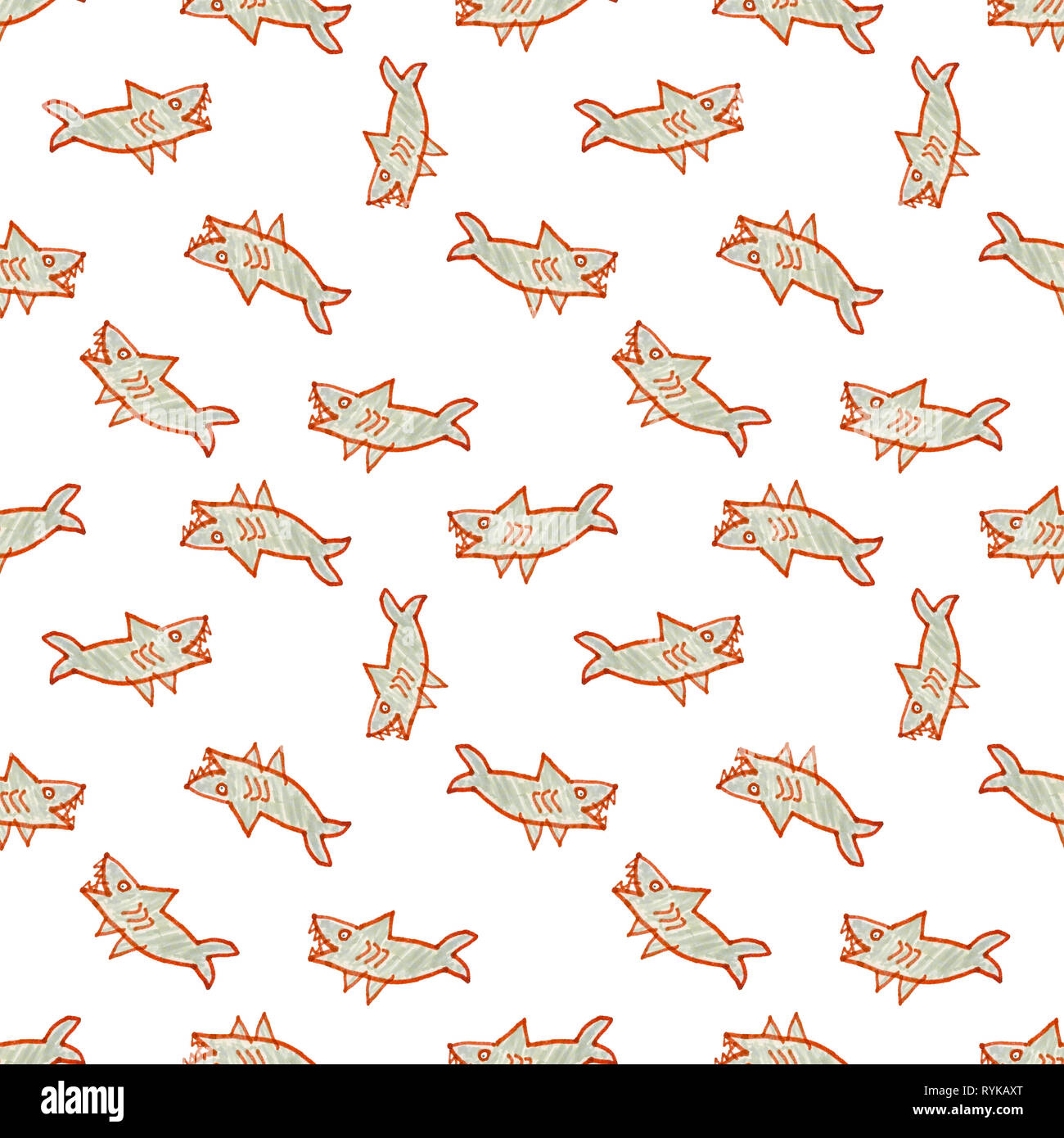 Conversational seamless pattern design with cartoon style shark drawing ...