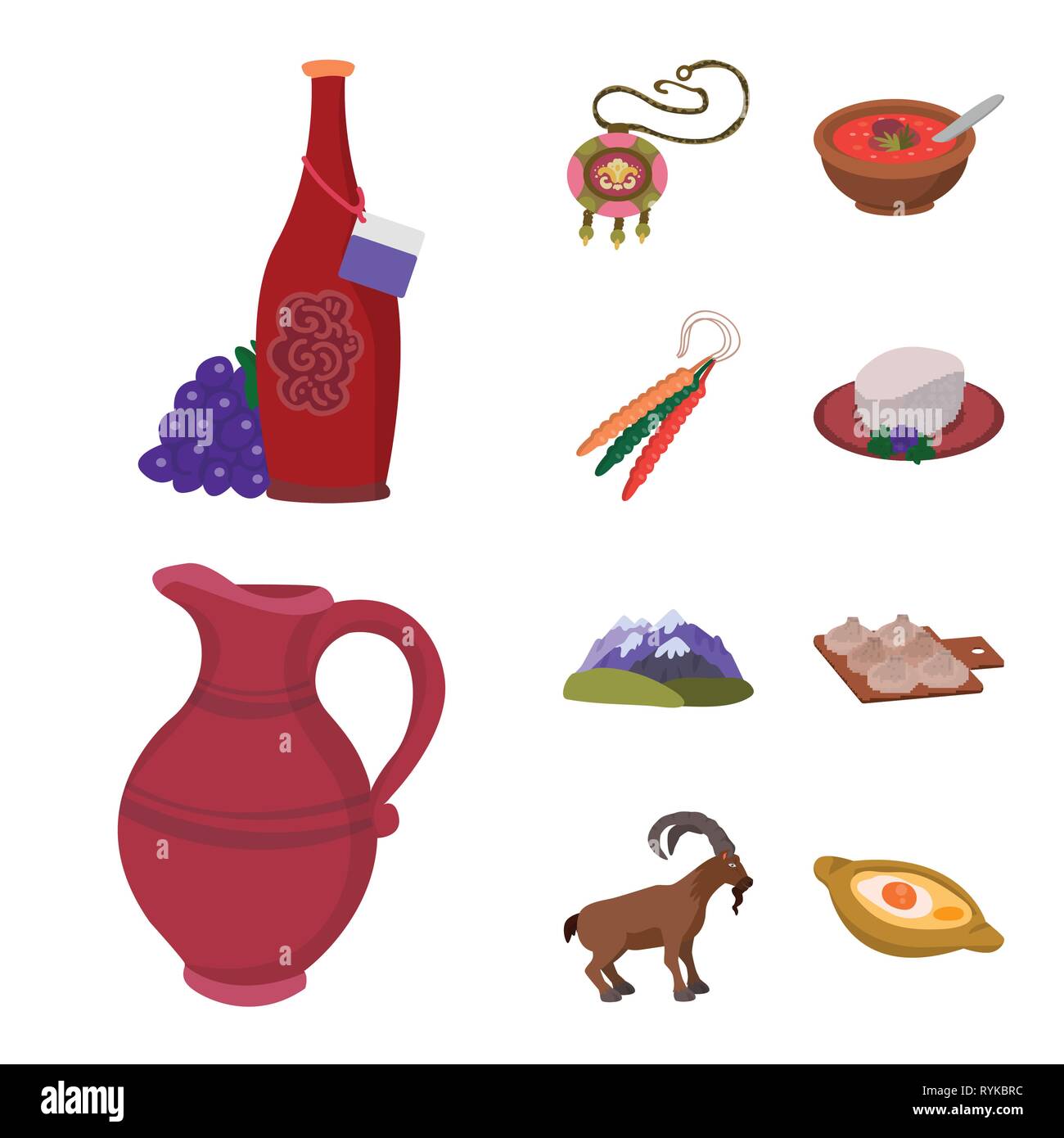 Isolated object of Caucasus and traditions icon. Set of Caucasus and ...