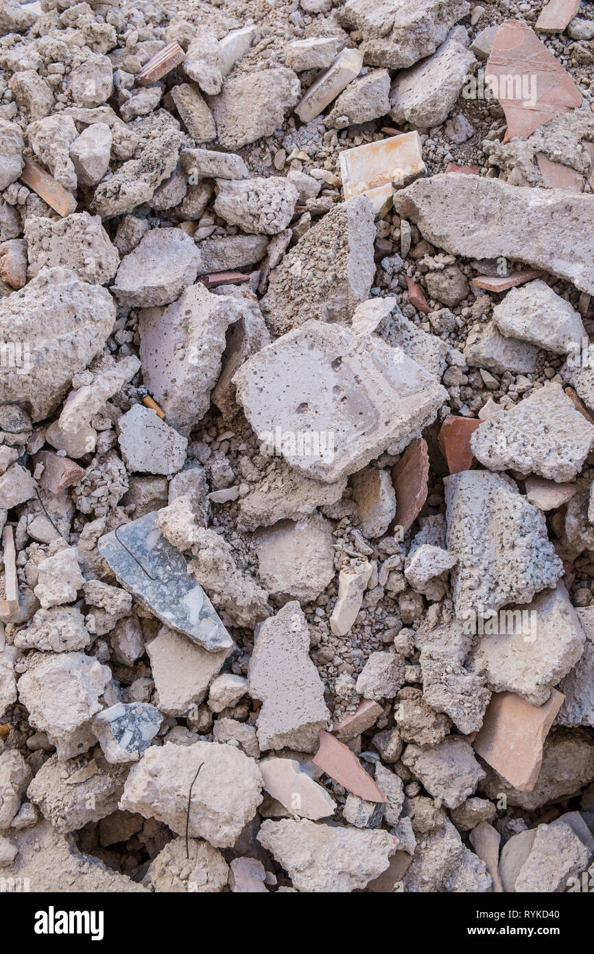 Full frame take of a heap of demolition rubble in the construction ...