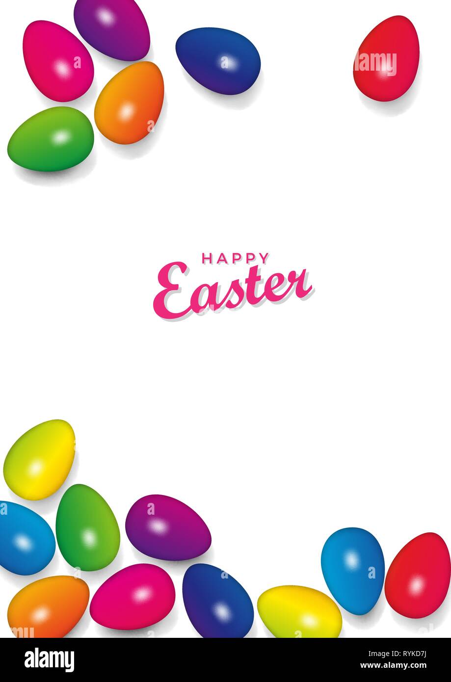 Easter background with eggs in rainbow colors, vector illustration and ...
