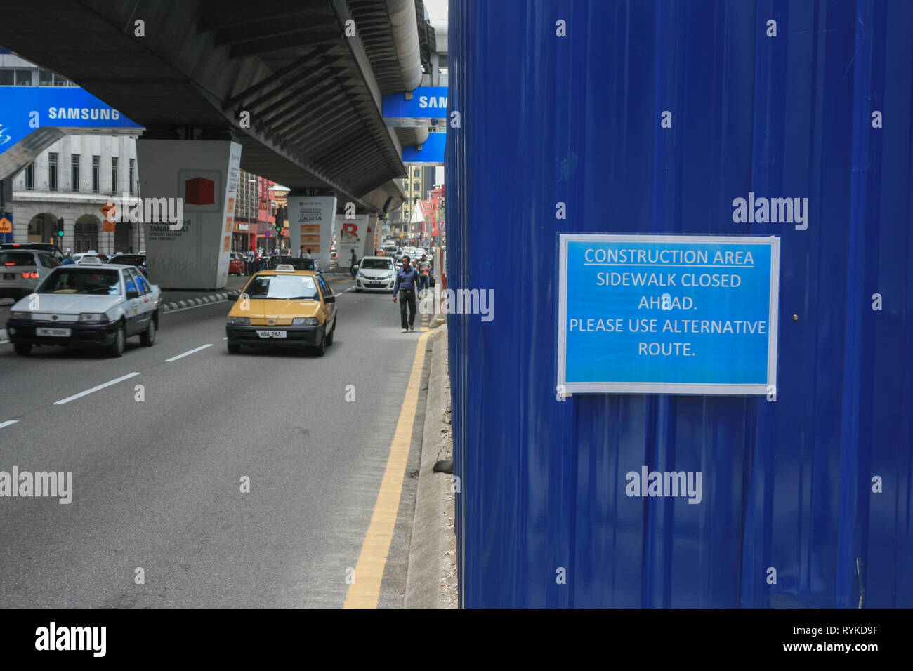 Building works sign in Kuala Lumpur city centre, Malaysia Stock Photo ...