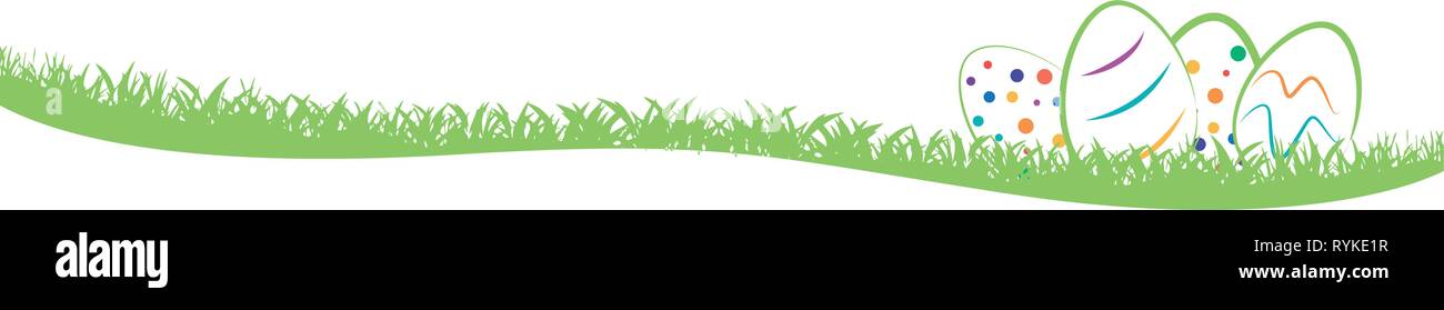 Easter banner, background with abstract eggs on grass in field, vector ...