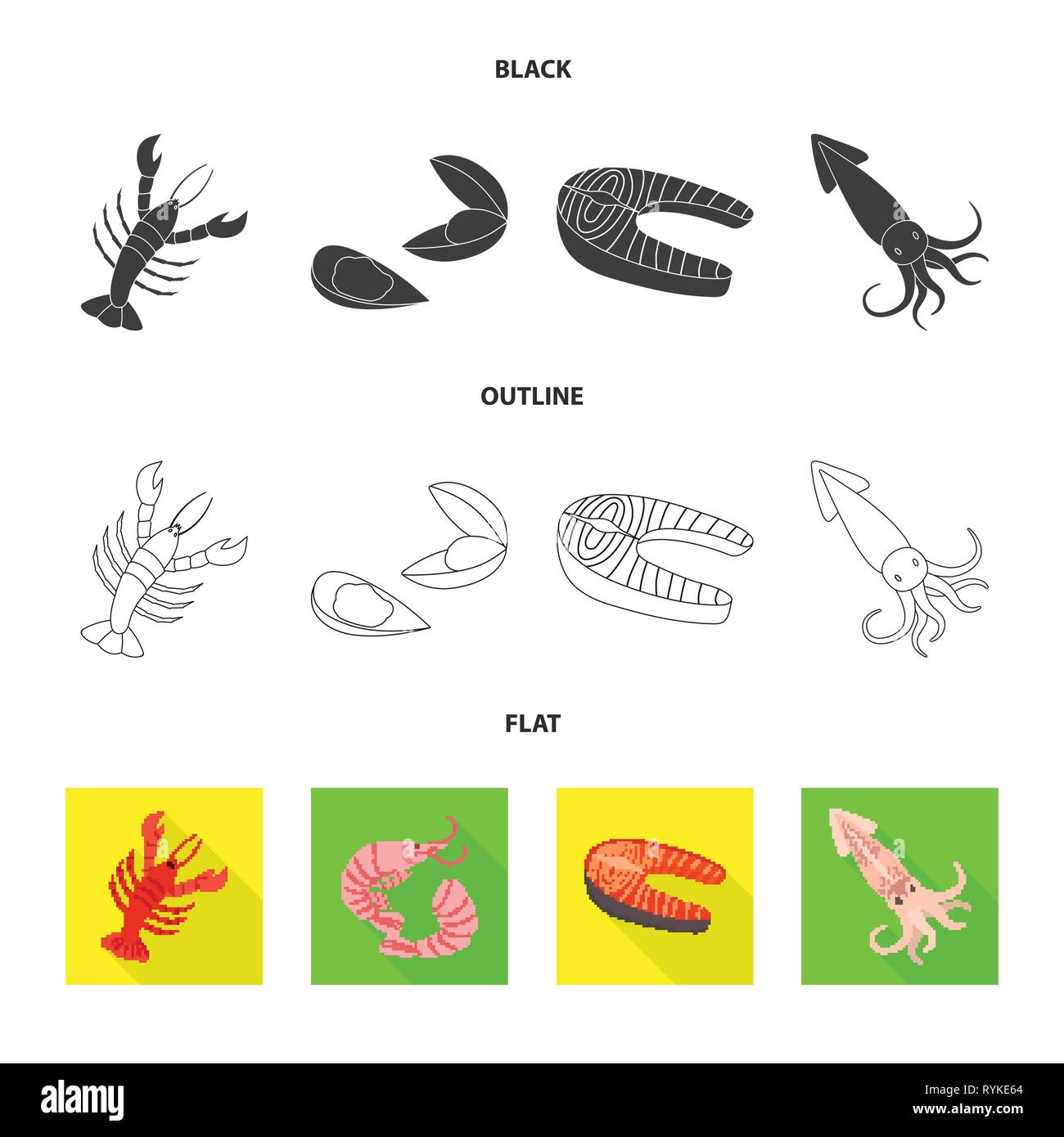 lobster,mussel,salmon,octopus,crayfish,clam,fish,squid,meat,shell,piece ...