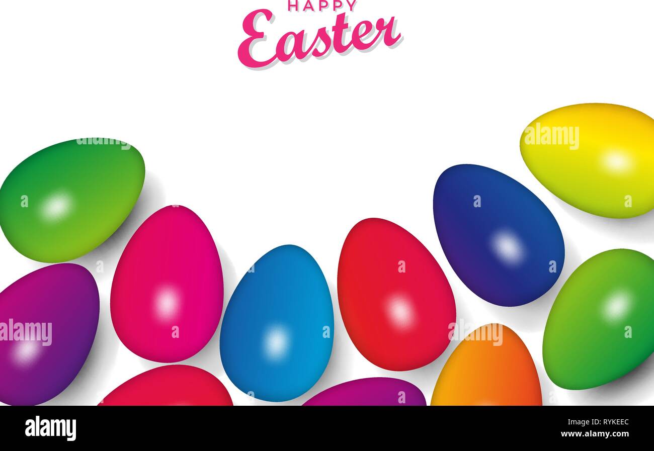 Easter background with eggs in rainbow colors, vector illustration and ...