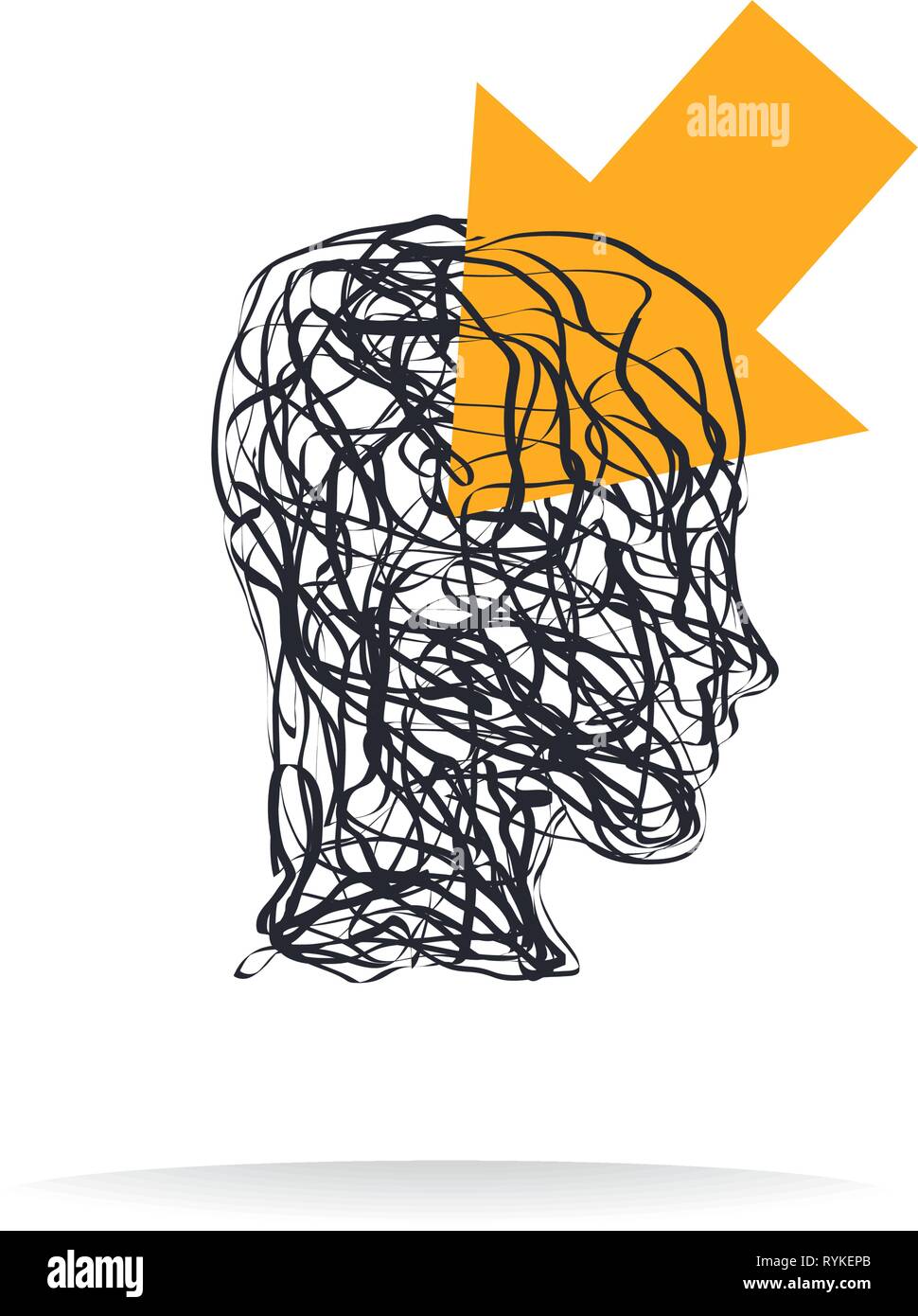Arrow coming in from a human head. Concept stimulate the mind Stock ...