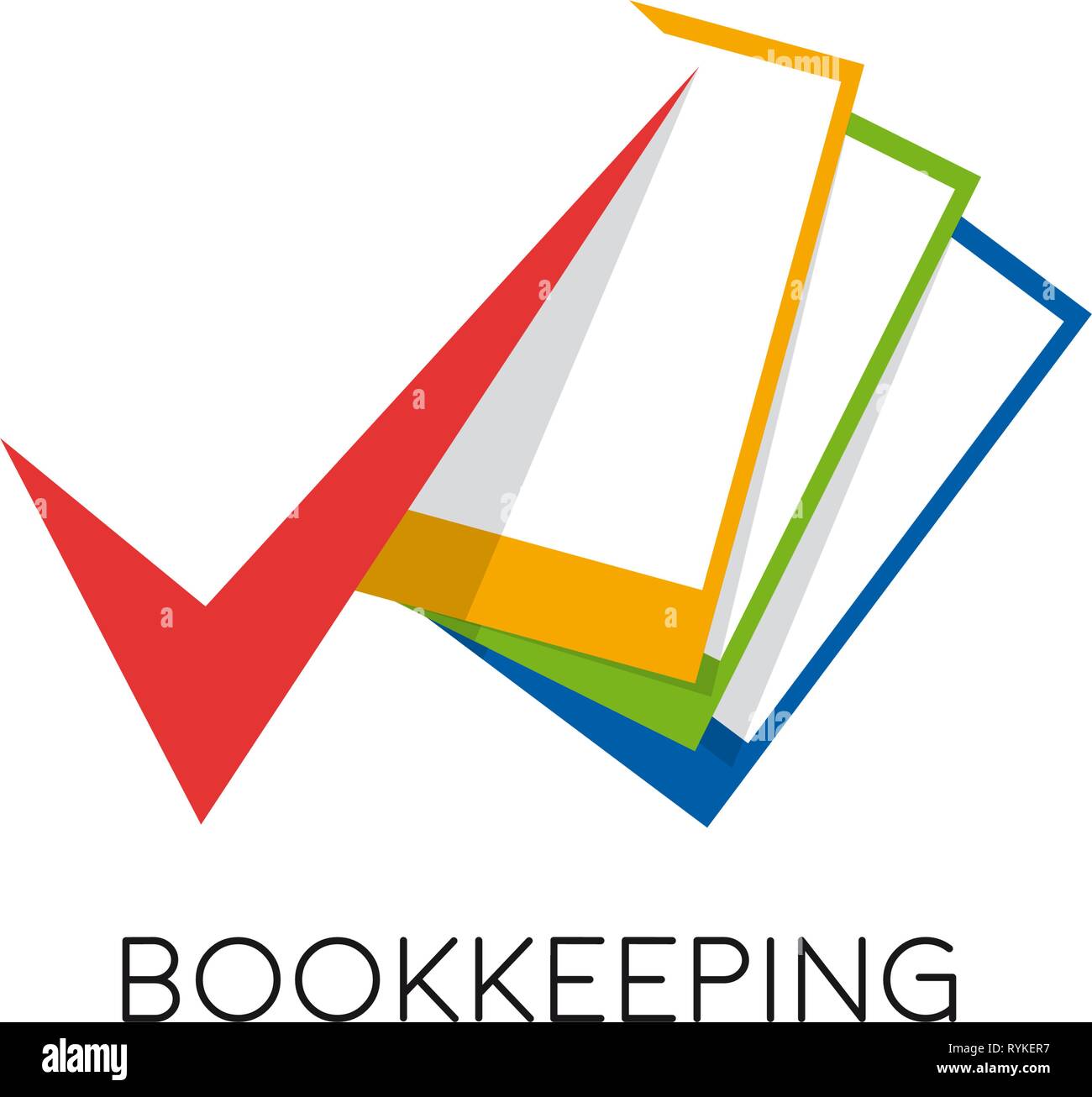 Sheets and accounting documents with the check. Vector logo bookkeeping ...
