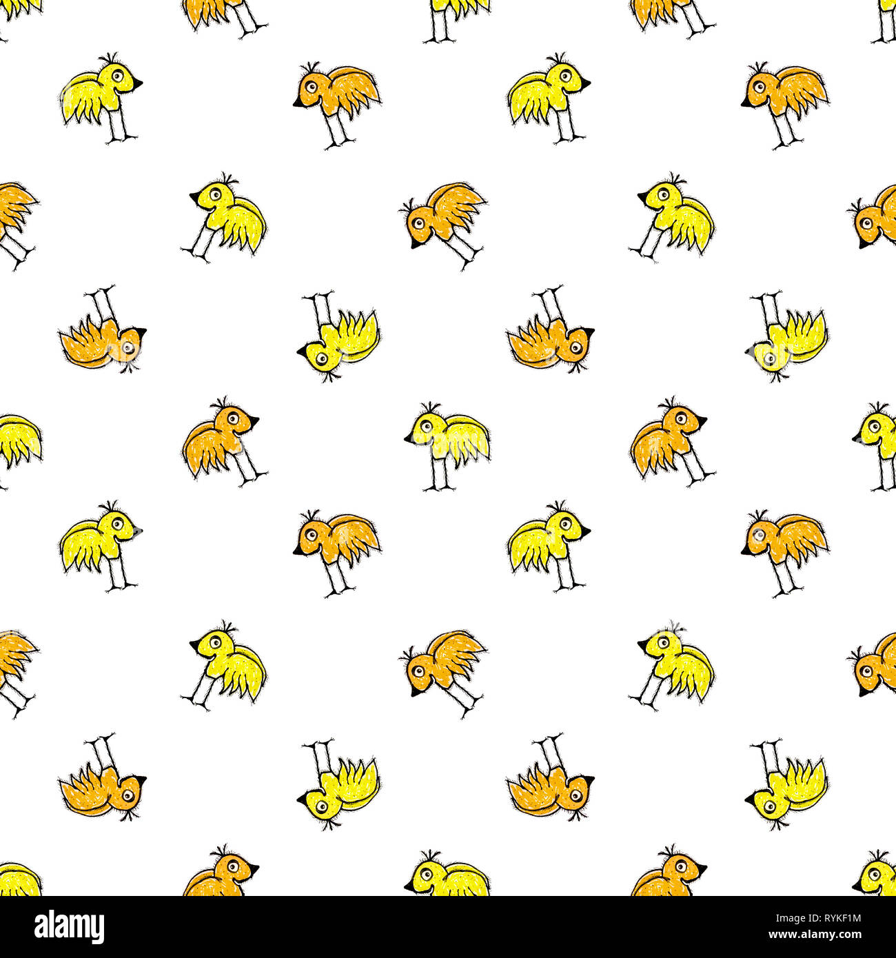 Conversational seamless pattern design with cartoon style birds drawing ...