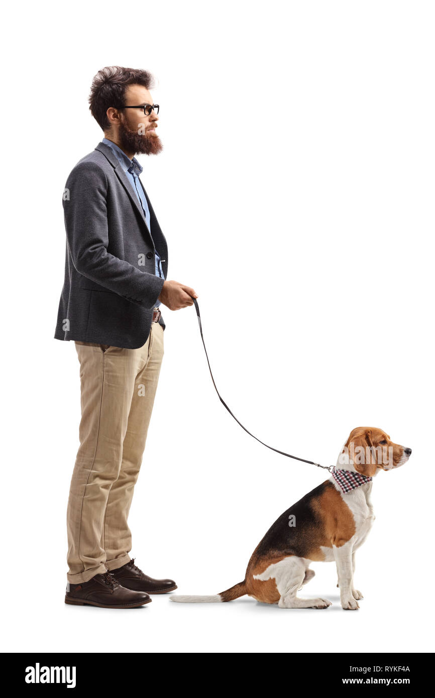 Guy Dog On Leash