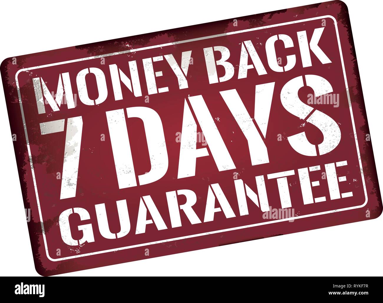 money back 7 days guarantee dirty rusty metal icon plate sign Stock ...