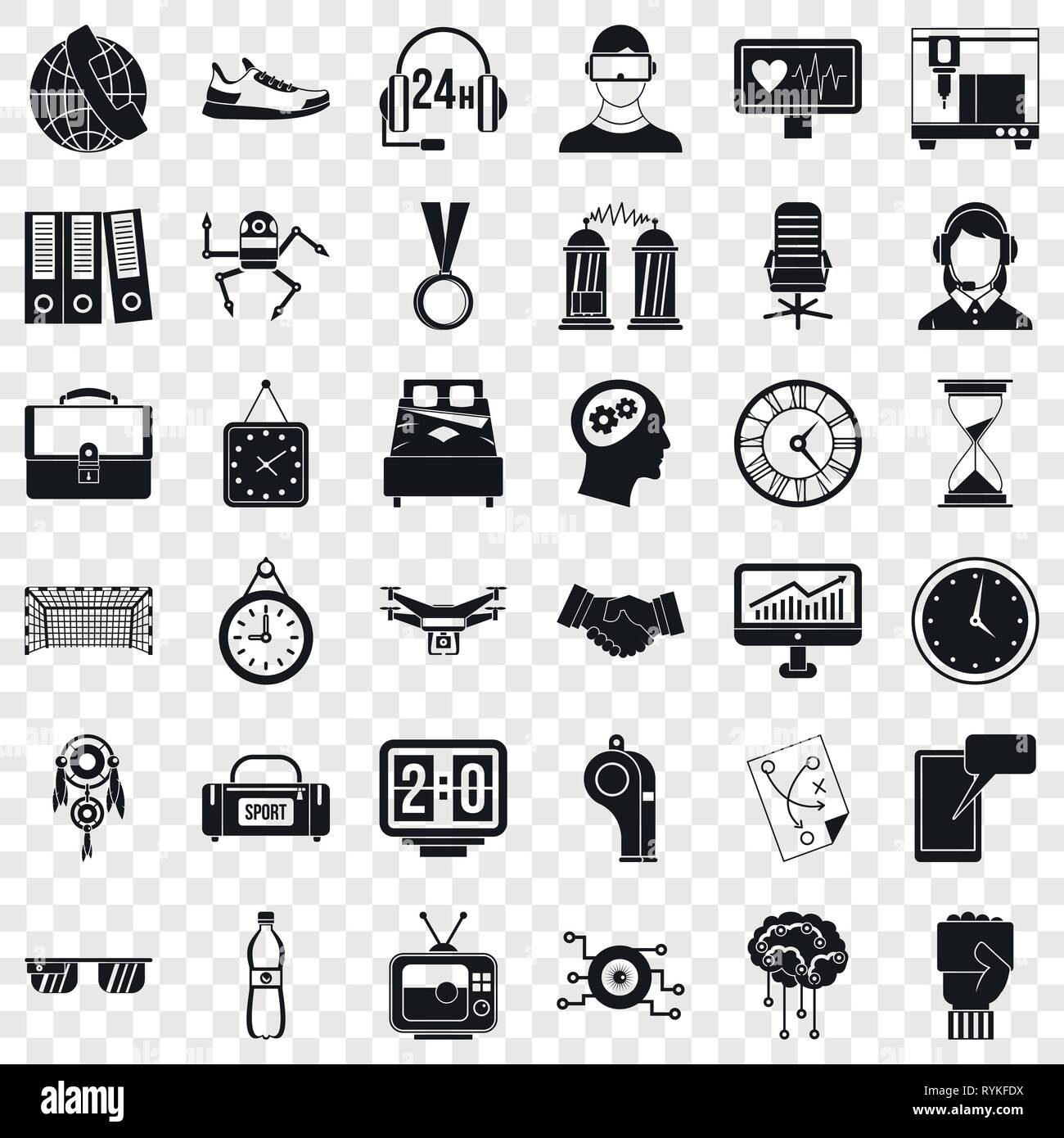 Clock icons set, simple style Stock Vector Image & Art - Alamy
