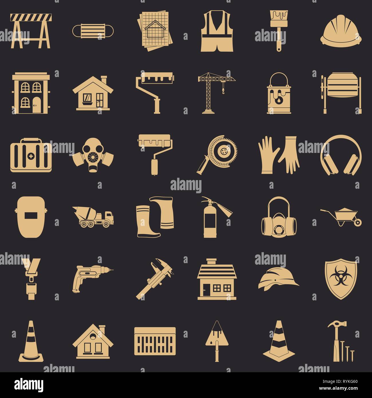 Construction industry icons set, simple style Stock Vector Image & Art ...