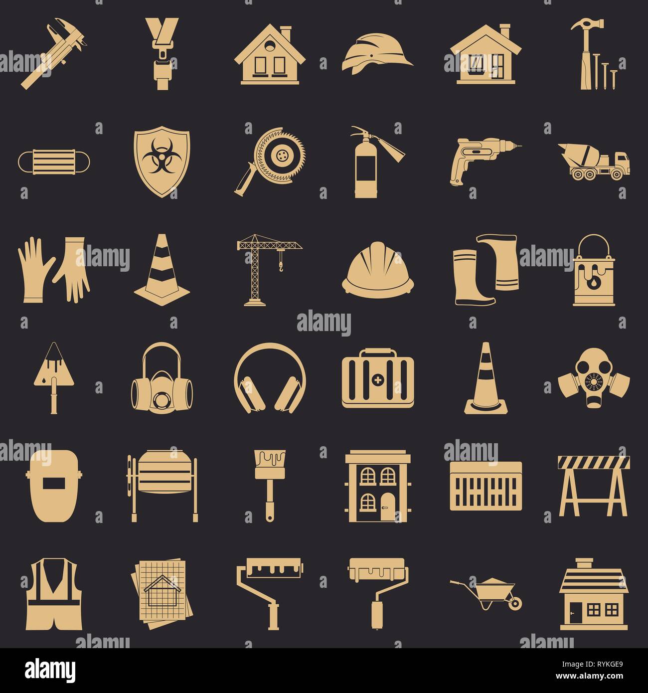 Construction production icons set, simple style Stock Vector Image ...