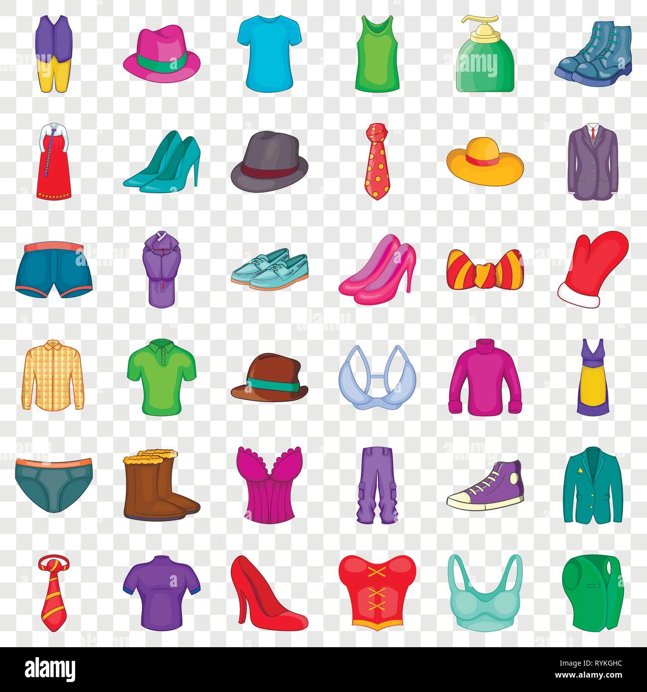 Clothing accessories icons set, cartoon style Stock Vector Image & Art ...
