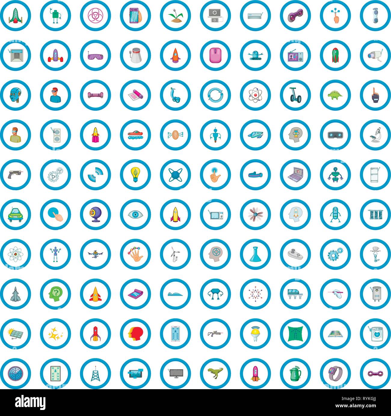 100 future technology icons set, cartoon style Stock Vector Image & Art ...