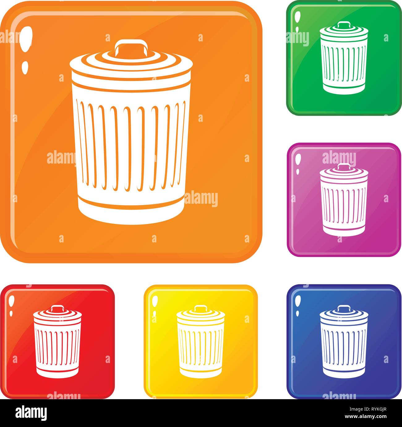Closed bucket icons set vector color Stock Vector Image & Art - Alamy