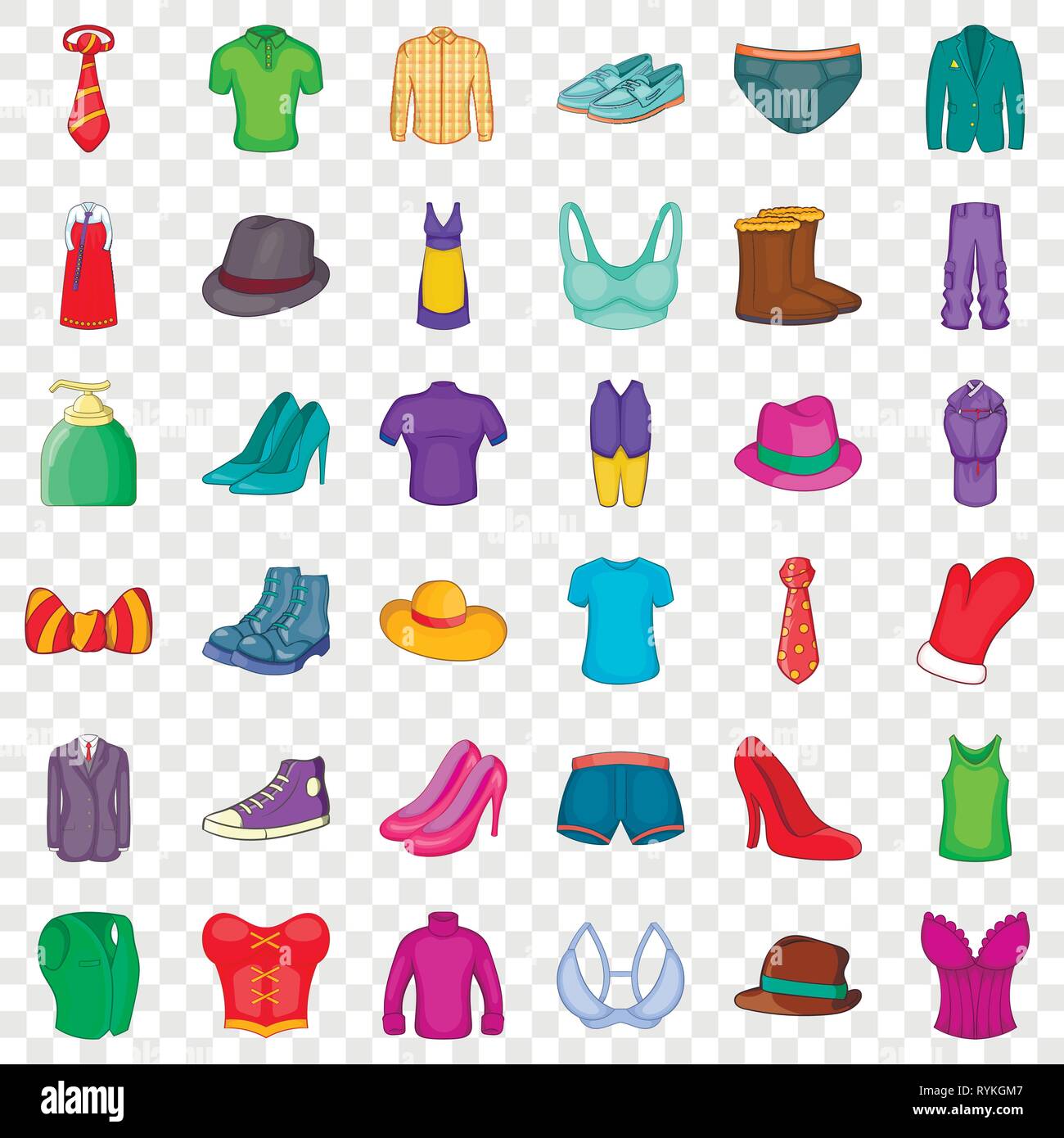 Fashion clothes icons set, cartoon style Stock Vector Image & Art - Alamy