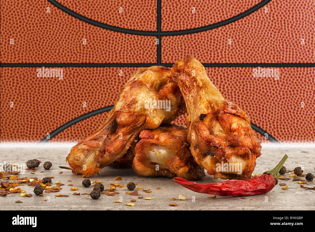 Chicken wings with red hot chili pepper, salt and peppercorn ...